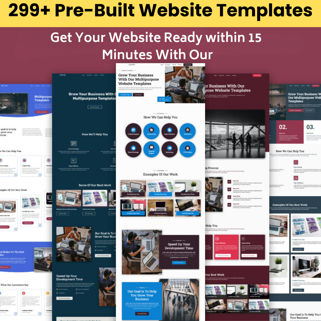 299+ Pre-Built Website Templates