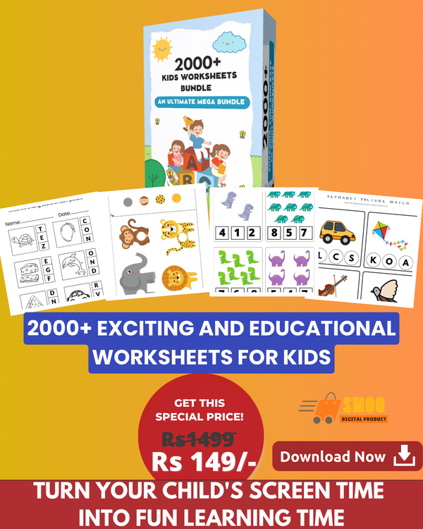2000+ Fun & Educational Printable Worksheets for Kids – Just ₹149!