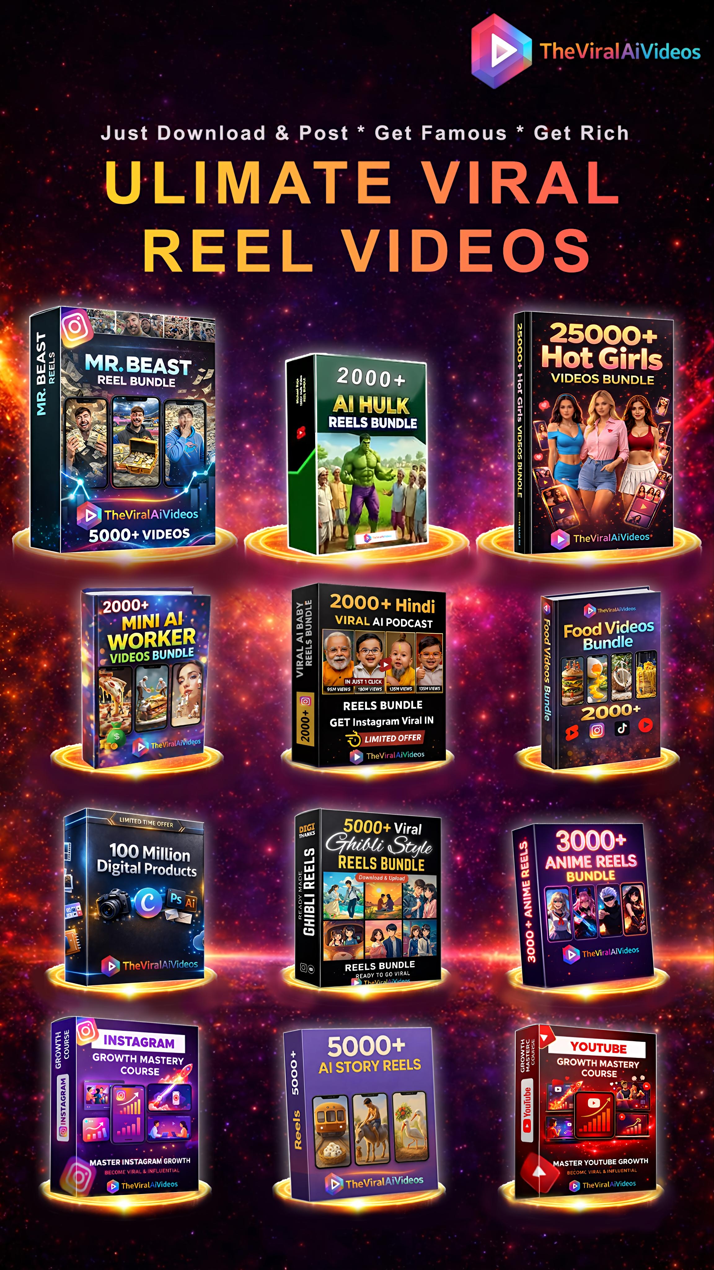 🔥 Ultimate Viral Reels Mega Bundle (50,000+ Videos)