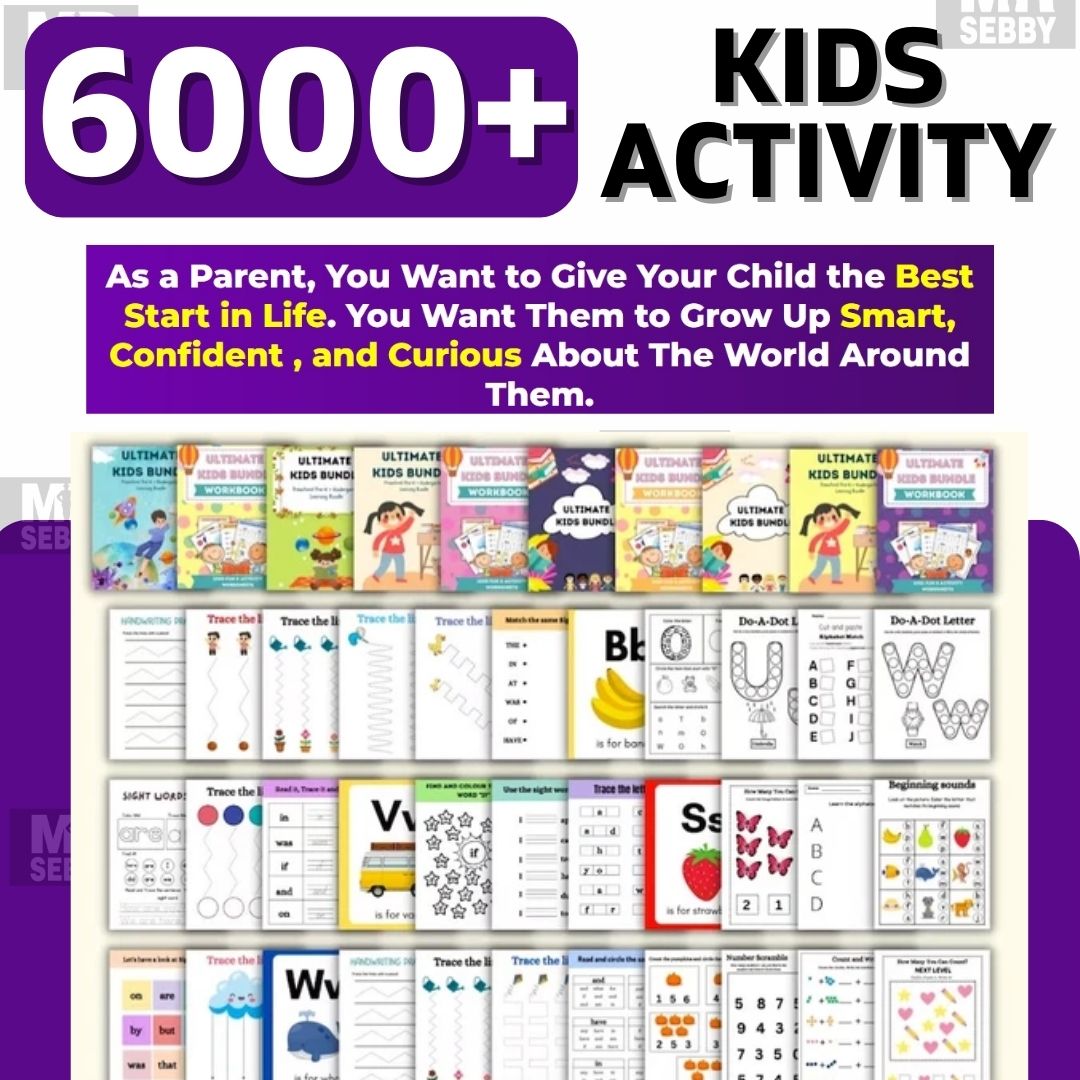 All in One 6000+ Worksheet Super Kids Mega Bundle Learning Bundle