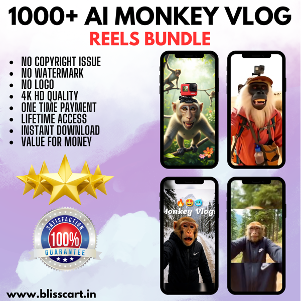 1000+ AI MONKEY VLOG REELS BUNDLE