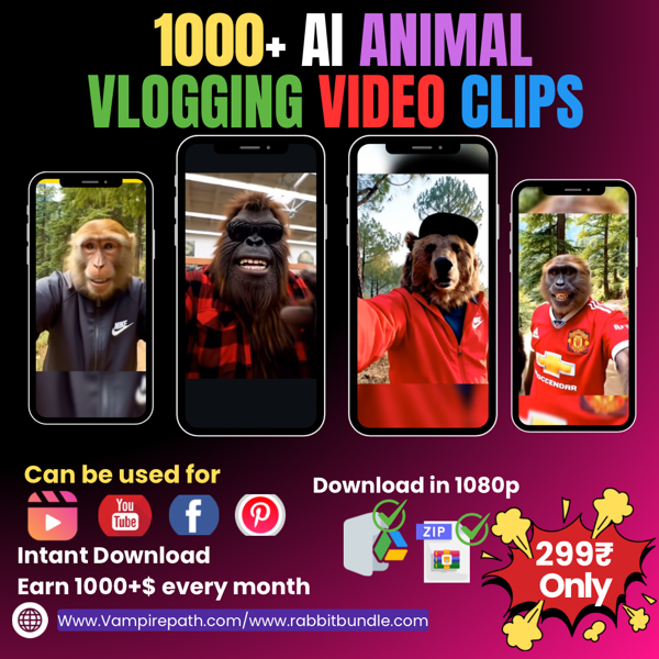 1000+ Ai Animal Vlogging Clips ebook pack