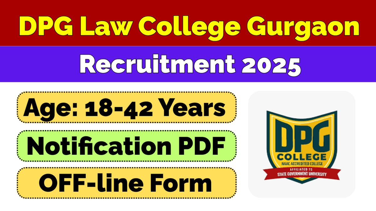 DPG Law College Gurgaon Vacancy 2026 Application Form