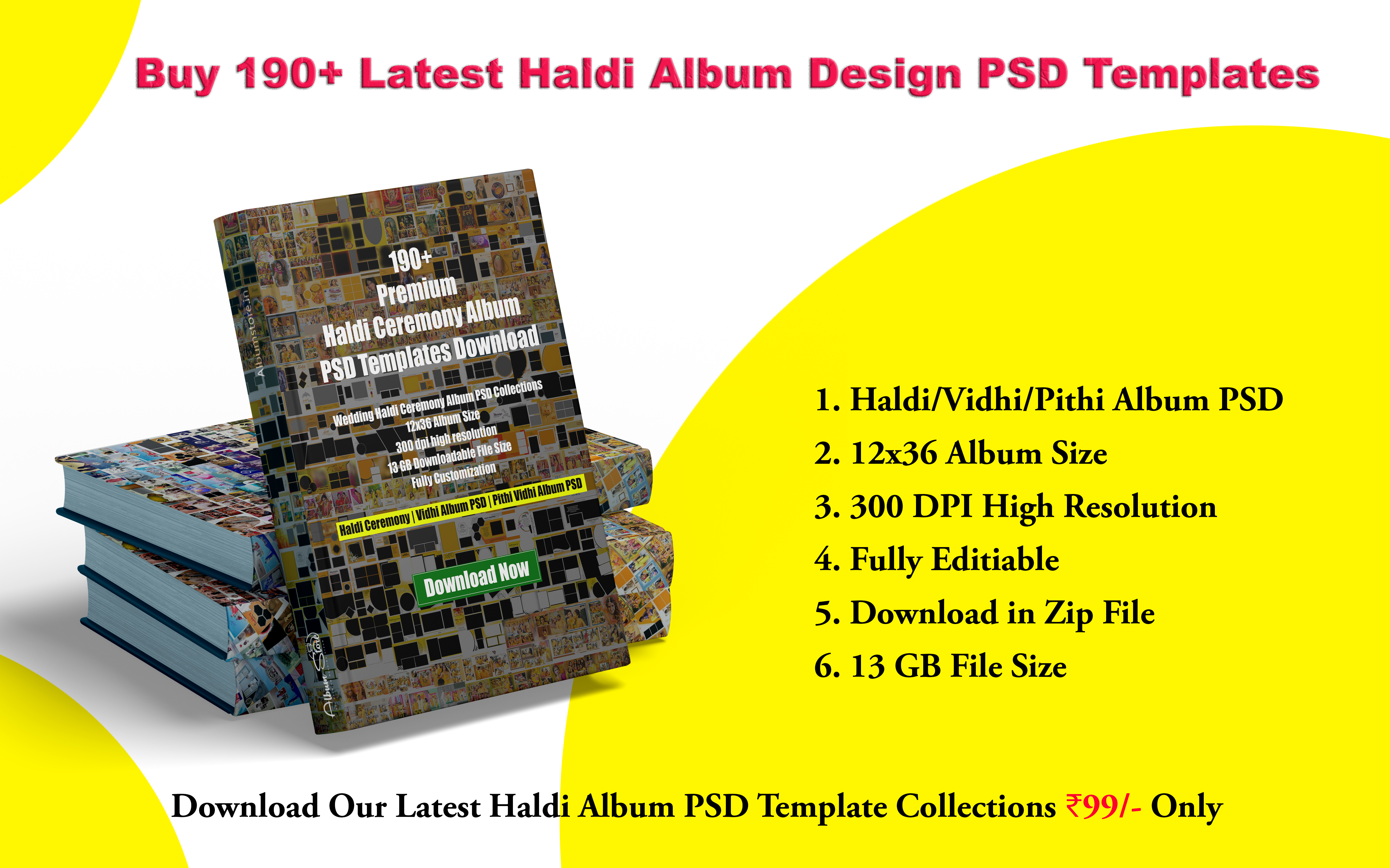 12x36 Premium Haldi Ceremony Album Design PSD Templates