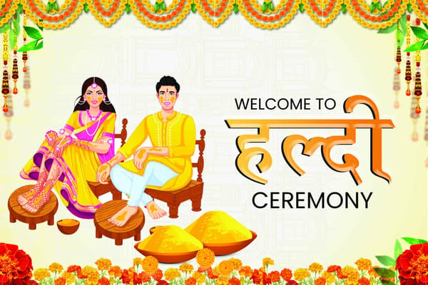 Editable Haldi Ceremony Banner Template PSD – 3x2 Feet Design