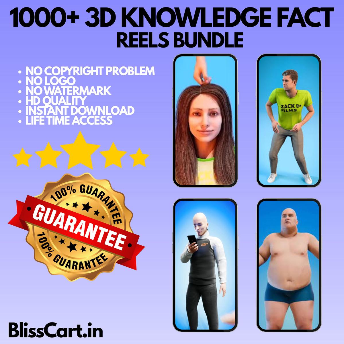 1000+ 3D KNOWLEDGE FACTS REELS BUNDLE