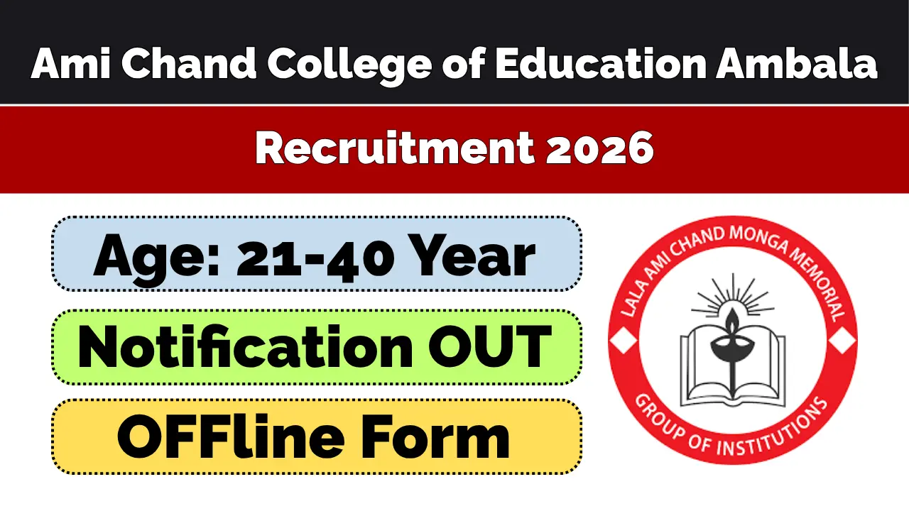 Lala Ami Chand Monga Memorial College Ambala Vacancy 2026 Application Form