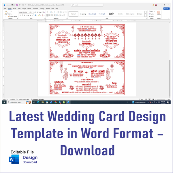 Download Wedding Card Design Template in MS Word – Editable Files