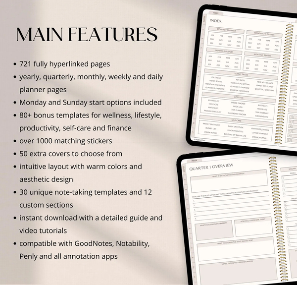 All-in-One Digital Planner 2025, 2026, 2027 to 2030, Digital Planner,